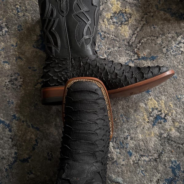 Handcrafted Men's Python Cowboy Boots/ Square Toe Cowboy Boots Snake ...