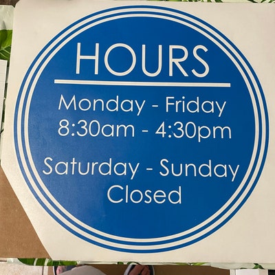 Circle Store Hours Decal Personalized Business Signage Custom Open ...