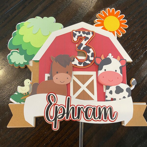 Farm Cake Topper, Farm Birthday Decor, Barn Cake Topper. - Etsy