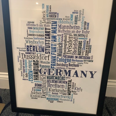Germany Map Art, Germany Art Print, Germany City Map, Germany ...