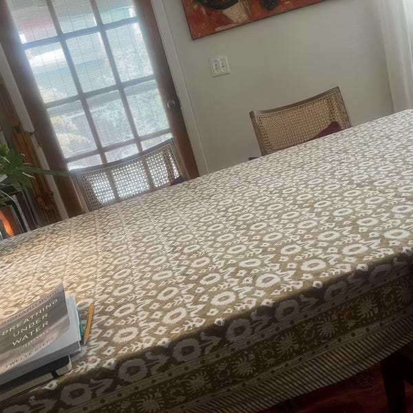 Marigold Round Print Tablecloth, Indian Block Print Round Table Cover, Indigo Blue Round Table ...