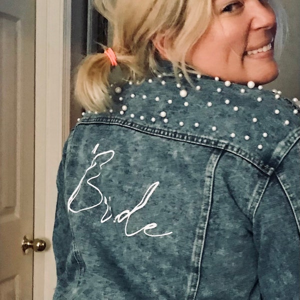 PERSONALIZED Statement Denim Bridal Jacket, Customized Wedding Jean ...