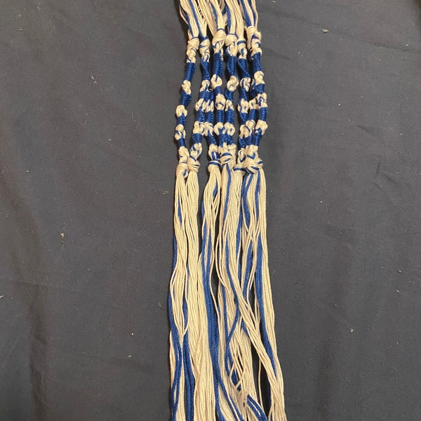 Handmade Cotton Tzitzit: Blue & White Torah Fringe, Knotted Loops (set ...