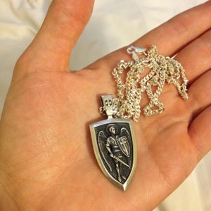 Archangel St.michael Protect Me Saint Shield 925 Sterling Silver ...