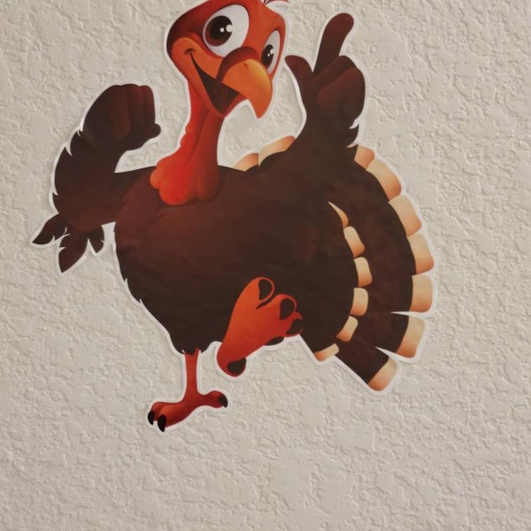 Thanksgiving Turkey Jumping for Joy Wall or Window Decor Decal - Etsy