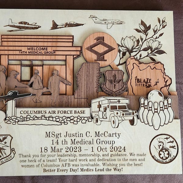 WALTER REED Hospital Andrews Air Force Base 3D Wooden Name Plaque Army ...