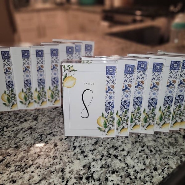 Italian Lemon Table Number Template, Italy Wedding Table Number ...
