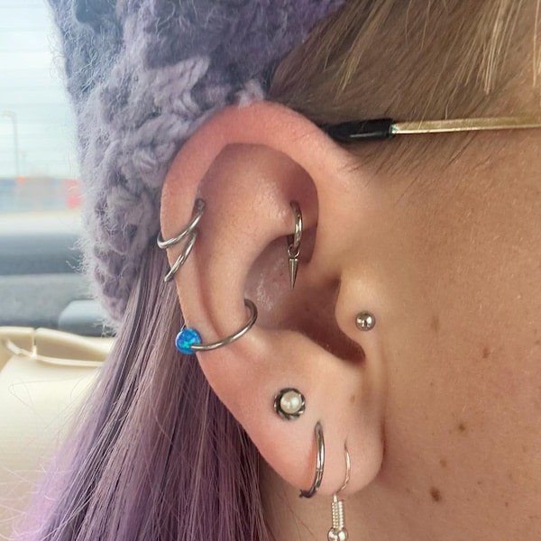 ALL Titanium - 20g 18g 16g Clicker - TINY Charm - Rook Hoop With Charm ...