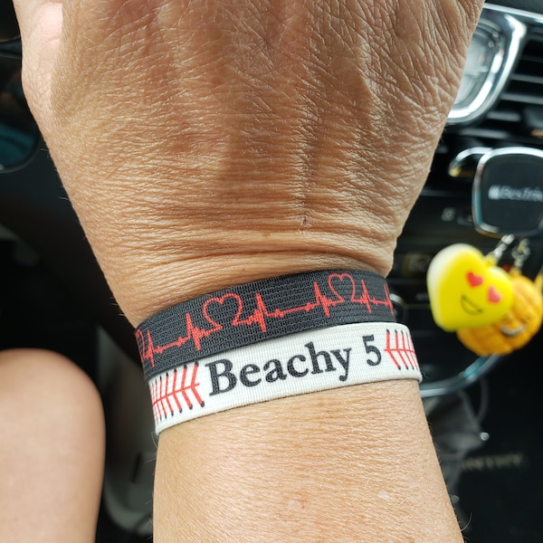 Reversible Custom Baseball Wristband Bracelet Hit Hard, Run Fast, Turn ...