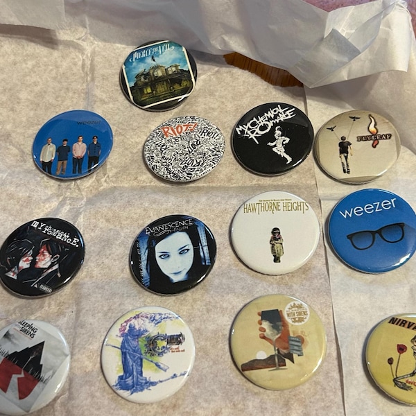2000’s Grunge, Emo Band Pins, Custom, Badges, Alternative, Punk, Music ...