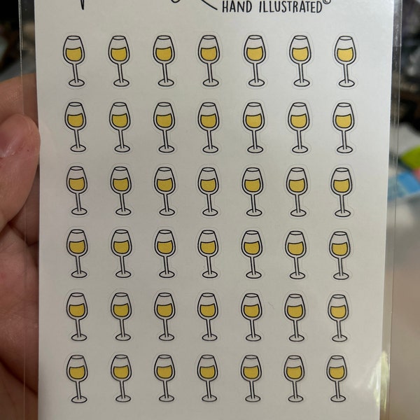 White Wine Stickers (1/2" Each), Alcohol Planner Stickers, Drink ...