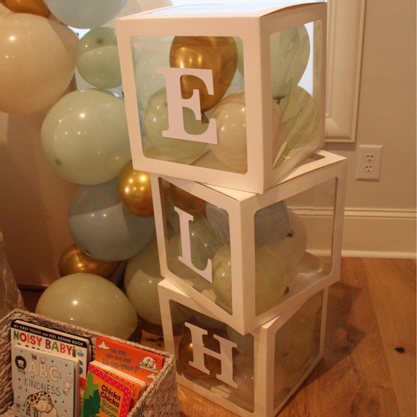 Customizable Baby Block Balloon Box With Letters, Baby Shower ...