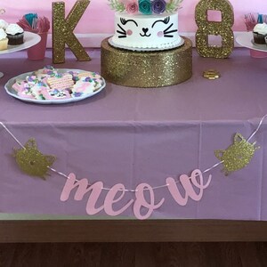 Meow Banner. Cat Party Decor Kitten Banner Kitten Party Cat | Etsy