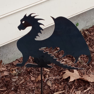 Ships in 2 Days Metal Dragon Garden Stake Steel Gardening Decor Fantasy ...