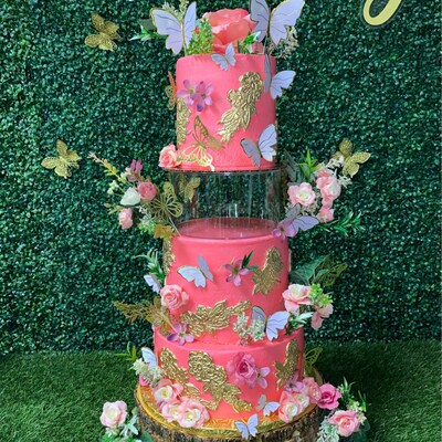 ROUND Cake Stand Acrylic Clear Cake Tier Fillable Cake Stand Riser ...