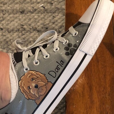 Goldendoodle Sneakers, Personalized Dog Canvas Shoes, Golden Doodle ...