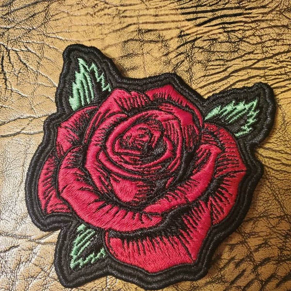 Red Rose Embroidery Design, Rose Patch, Tattoo Style, Instant Download ...