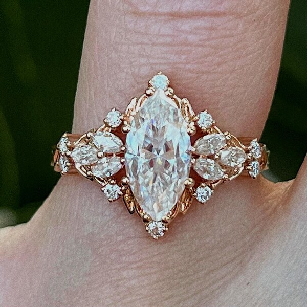 Oval Black Opal Engagement Ring Set Rose Gold Fire Opal Ring Vintage ...