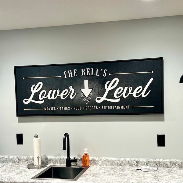 Personalized Lower Level Sign, Basement Lounge Signs, Family Game Room ...