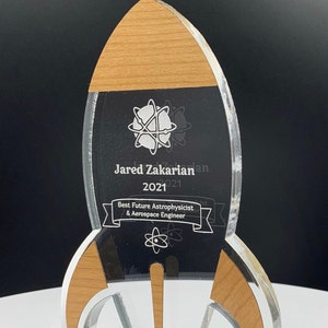 Hexagon Acrylic Trophy With Wood Base / Science Award / STEM - Etsy