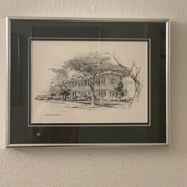 Texas Art, Framed Pencil Drawing Book Plate Print 1 Page/2 Sides by E ...