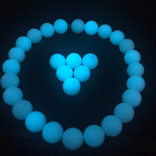 Blue Glow in the Dark Luminous Stone Crystal Glow Ball Beads Smooth ...