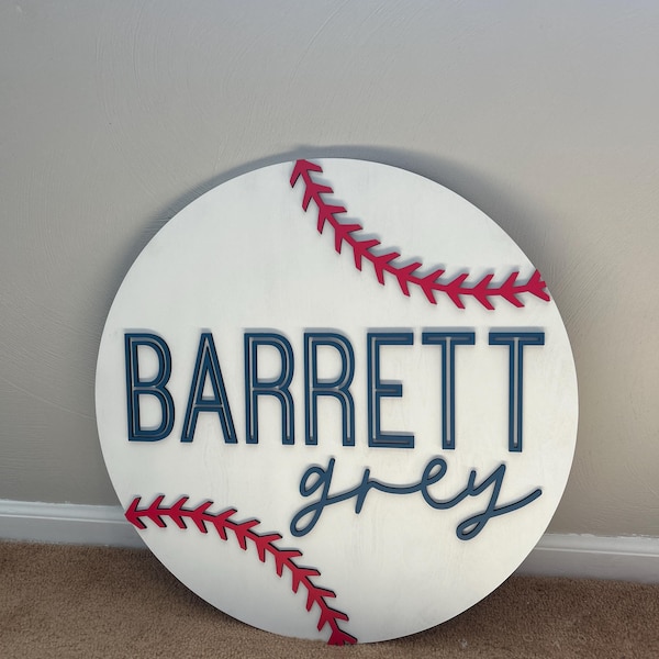 Baseball Nursery Name Sign, Round Name Sign, Sports Nursery, Boy Name ...