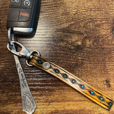 Southwestern Leather Key Fob Handmade Western Keychain Southwestern Sun ...