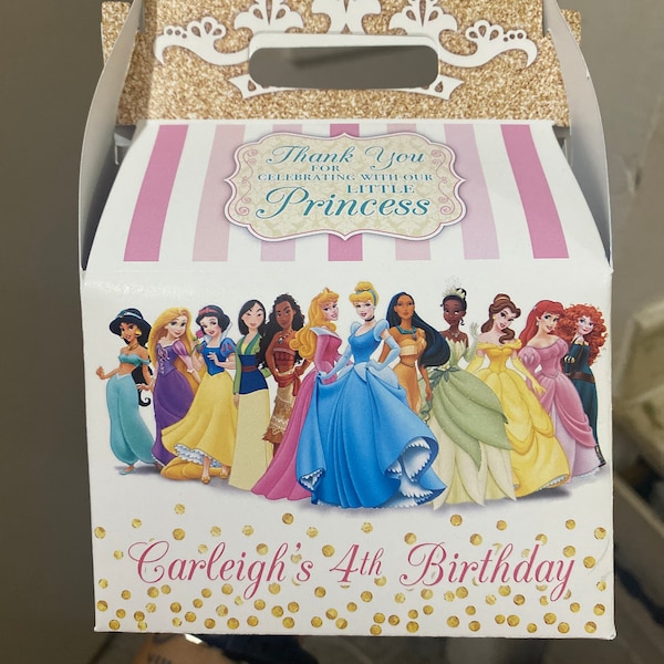 Disney Princess Birthday Personalized Party Favor Box, 8 Count, Goody ...
