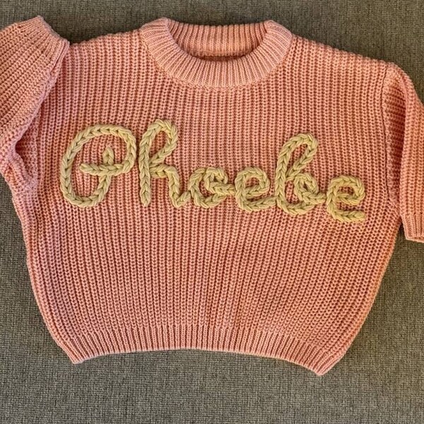 Personalized Hand Embroidered Name Baby Sweater, Monogrammed Kids ...