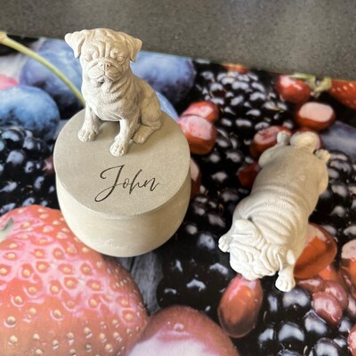Large Indoor Personalised Concrete Urn Pug Urn Pet Urn Pet Loss Pug ...