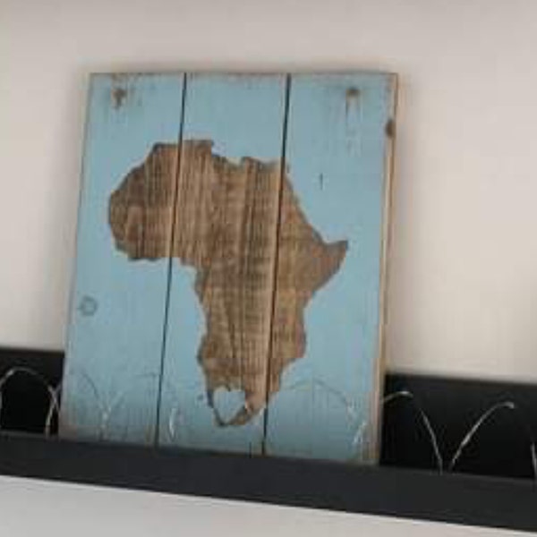 Personalised Rustic African Wood Sign. Map of Africa Hand Painted on ...