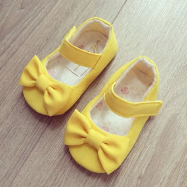 Yellow Baby Girl Shoes With RUFFLES or BOWS, Easter Outfit Dress Shoes ...