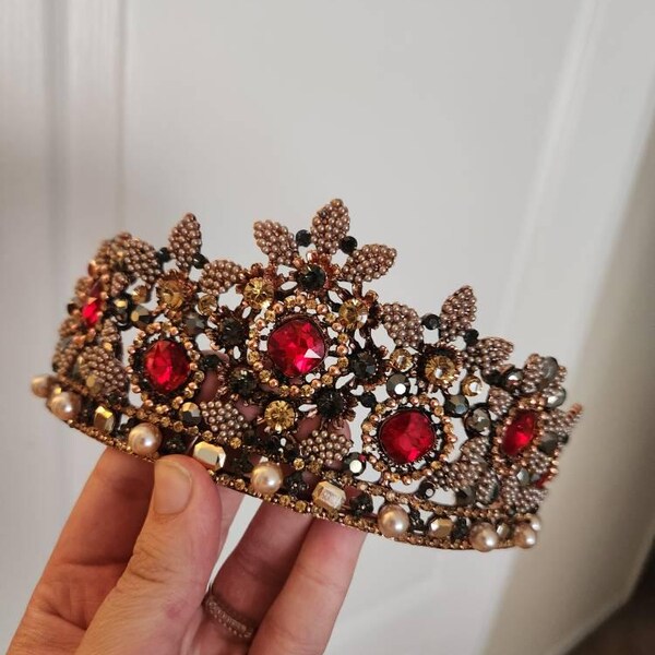 Rose Gold Bridal Tiara Crystal Birthday Wedding Gift Diadem Tiered ...