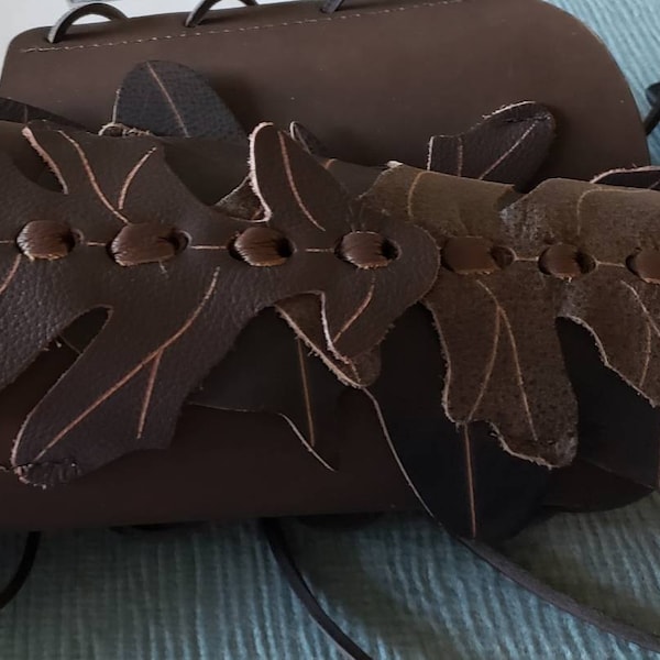 Woodland Leaf Bracers, Elven Soft Leather Arm Guards, Elf Fairy Pixie ...