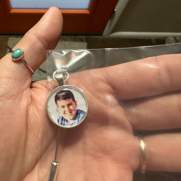 Custom Photo Lapel Pin, Wedding Boutonniere Pin, Memorial Photo Pin ...