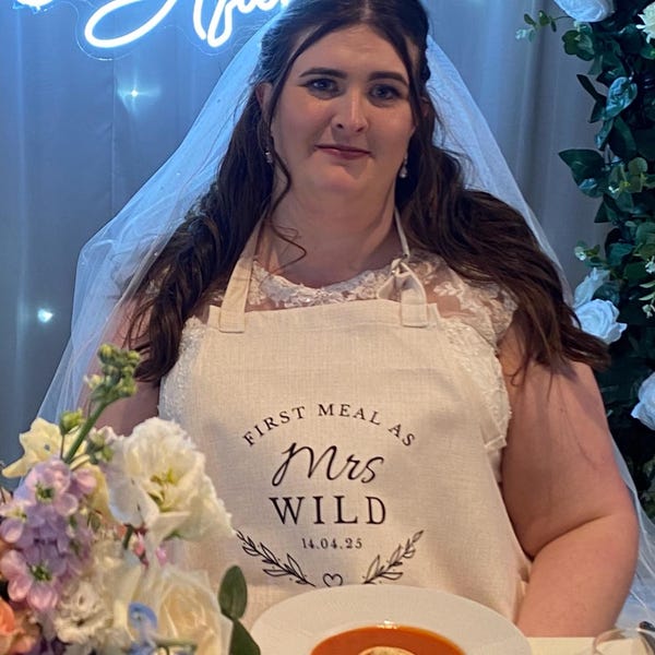 Wedding Apron, Personalised Bridal Bib, Bride Apron, Bride Grooms First ...