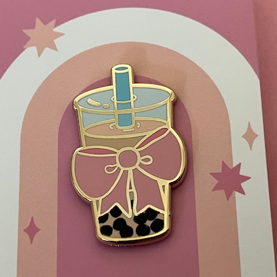 Boba bow-ba Enamel Pin // Bubble Tea, Cute, Kawaii, Tea, Pun, Lapel Pin ...