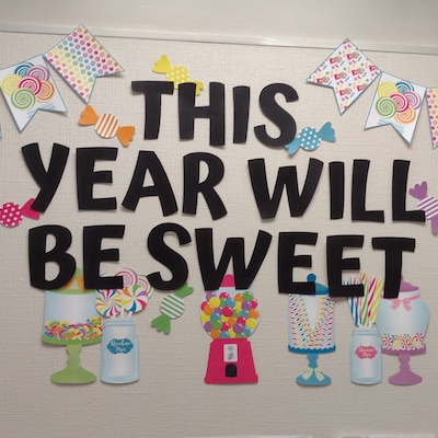 Sweet Year Bulletin Board Candy Shop Store Back to School Display Kit ...
