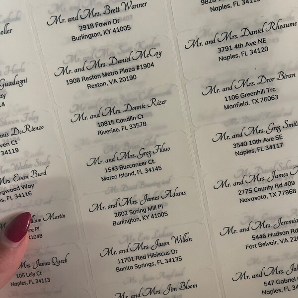 Guest or Return Wedding Address Labels, Clear Gold Foil Labels, Address ...