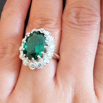 Princess Di Ring, Emerald Ring, Princess Diana Ring, Solid Silver Ring ...