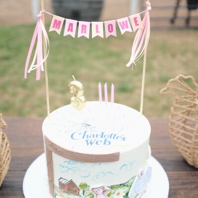 Girls Birthday Cake Topper Pink and Peach Personalized Cake Topper for ...