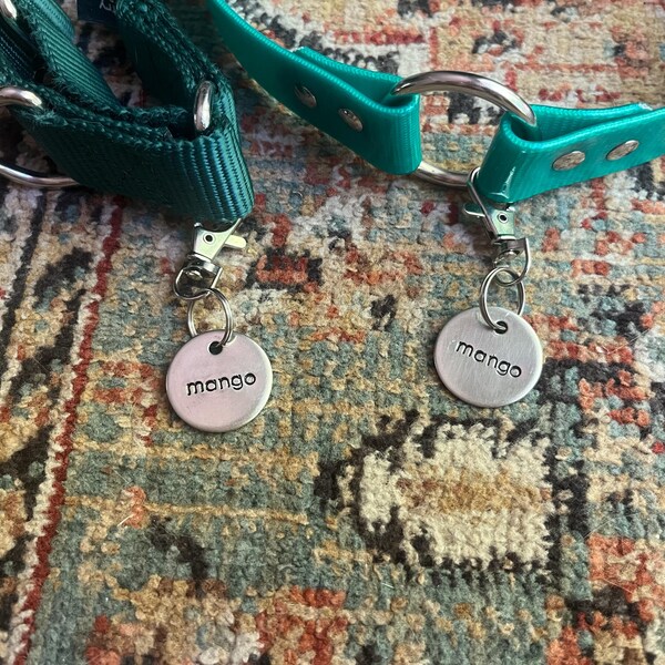 Dog Tag, Leather Tag, Silent ID Tag, Personalized Dog Tag, Small Dog ...