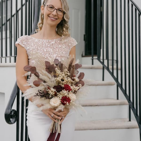 Boho Bridal Bouquet, Dried Flower Arrangement, Natural Flower Decor ...