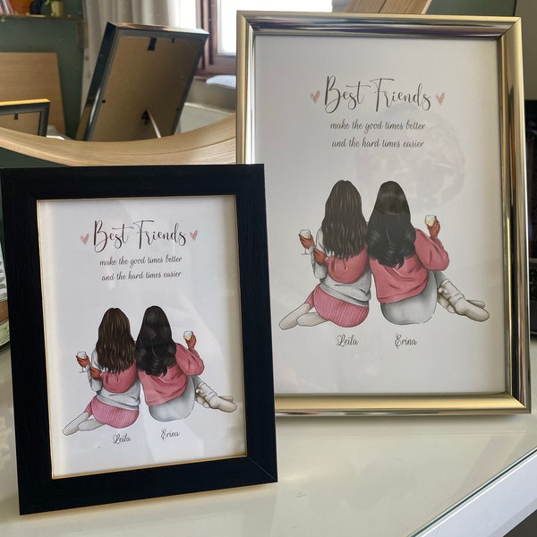 Best Friend Personalized Print, Custom Friend Prints, Best Friends Gift Picture, Sisters ...