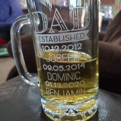 Personalized Dad Beer Mug With dad Established Engraving - Etsy