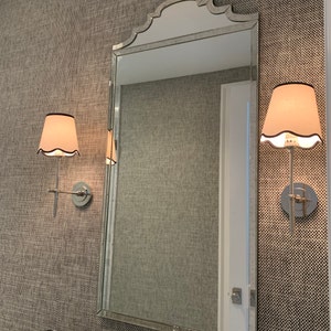 Scalloped White Linen Sconce Shade With Your Choice of Trim Color Made ...