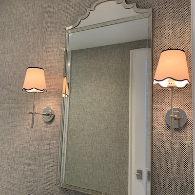 Scalloped White Linen Sconce Shade With Your Choice of Trim Color Made ...