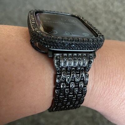 Custom Apple Watch Band Black & or Iwatch Lab Diamonds Bezel Apple ...