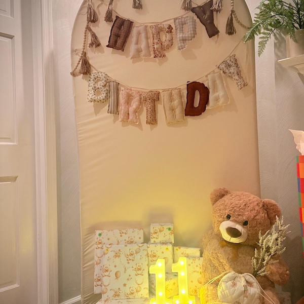 Personalized Birthday Banner – Custom Stuffed Name Garland, First ...